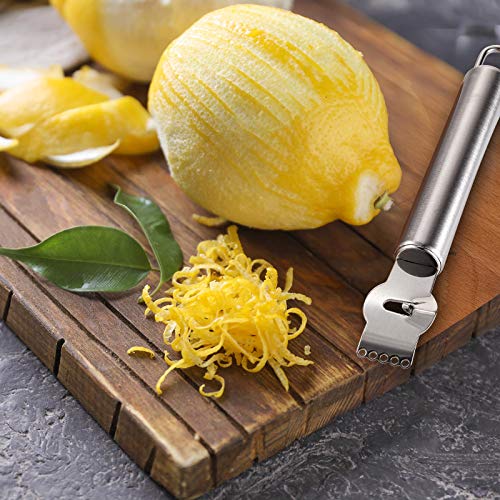 4 Pieces Lemon Zest Peeler for Cocktails Stainless Steel Orange Rind Peeler Tool Orange Citrus Twist Peeler with Channel Knife Kitchen Accessories Knife Tool for Kitchen Gadgets