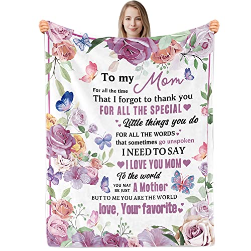 Gifts for Mom Blanket, Best Mom Ever Gifts, Birthday Gifts for Mom Throw Blanket, I Love You Mom Gifts, Unique Mom Gift,Mom Birthday Gifts from Daughter/Son Soft Throw Blanket 40" x 50"