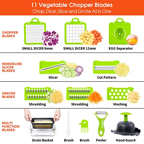 Vegetable Chopper, Pro Onion Chopper, 14 in 1Multifunctional Food Chopper, Kitchen Vegetable Slicer Dicer Cutter,Veggie Chopper With 8 Blades,Carrot and Garlic Chopper With Container (Grey)…