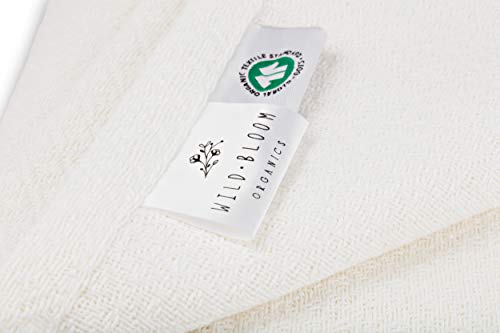 Wild Bloom Organics - 100% Organic Cotton Throw Blanket - 50"x70", GOTS Certified - White, Lightweight, Hypoallergenic