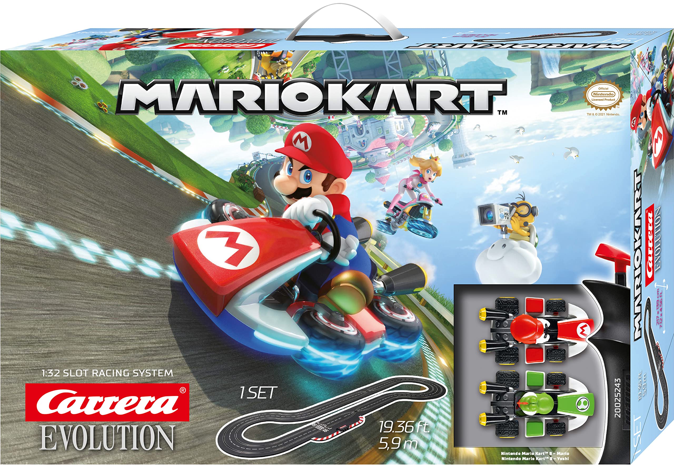 Carrera Evolution Analog Electric 1:32 Scale Slot Car Racing Track Set - Includes Two 1:32 Scale Cars & Two Dual-Speed Controllers Ages 8+, Mario Kart
