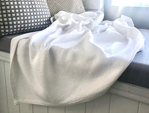 Wild Bloom Organics - 100% Organic Cotton Throw Blanket - 50"x70", GOTS Certified - White, Lightweight, Hypoallergenic