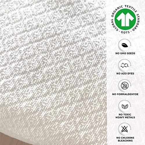 Wild Bloom Organics - 100% Organic Cotton Throw Blanket - 50"x70", GOTS Certified - White, Lightweight, Hypoallergenic