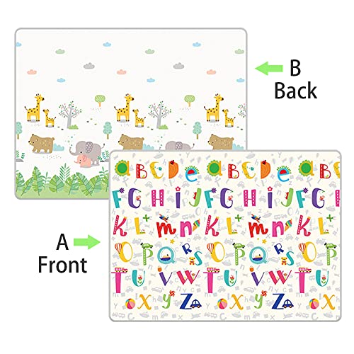 HOMTOL Baby Play Mat 47"x70", Reversible Playmat, Double Sided Kids Activity Mats, Toddler XPE Crawling Mat, Non-Slip Foam Playmats for Floor