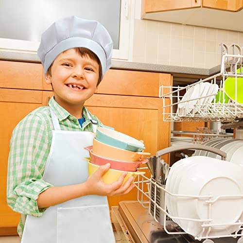 SUNLAND Kids Apron And Hat Set Children Chef Apron For Cooking Baking Painting White(S:3-6 Years)¡