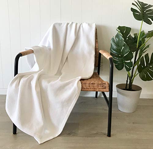 Wild Bloom Organics - 100% Organic Cotton Throw Blanket - 50"x70", GOTS Certified - White, Lightweight, Hypoallergenic