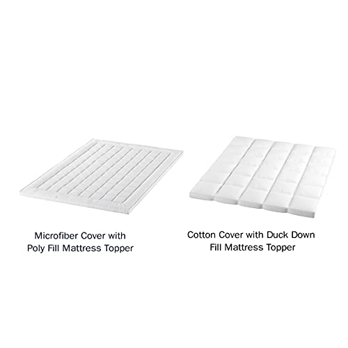 Down Mattress Topper- Queen Size-4” Gusset Duck & Down Filled Featherbed with Cotton Cover-Plush Pillow Top for Extra Cushion & Support by Lavish Home White