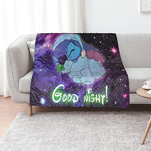 Goodnight Stitch Blanket for Kids Gifts Lightweight Soft Warm Throw Blankets for Living Room Bed Couch Sofa in 50x60in