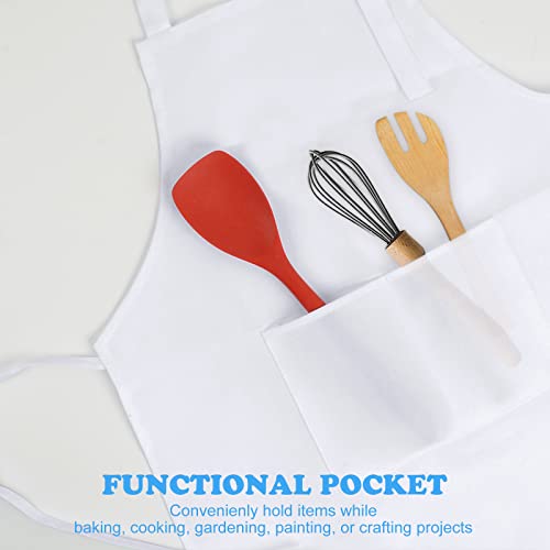 SUNLAND Kids Apron And Hat Set Children Chef Apron For Cooking Baking Painting White(S:3-6 Years)¡