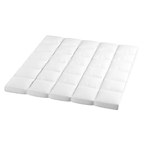 Down Mattress Topper- Queen Size-4” Gusset Duck & Down Filled Featherbed with Cotton Cover-Plush Pillow Top for Extra Cushion & Support by Lavish Home White