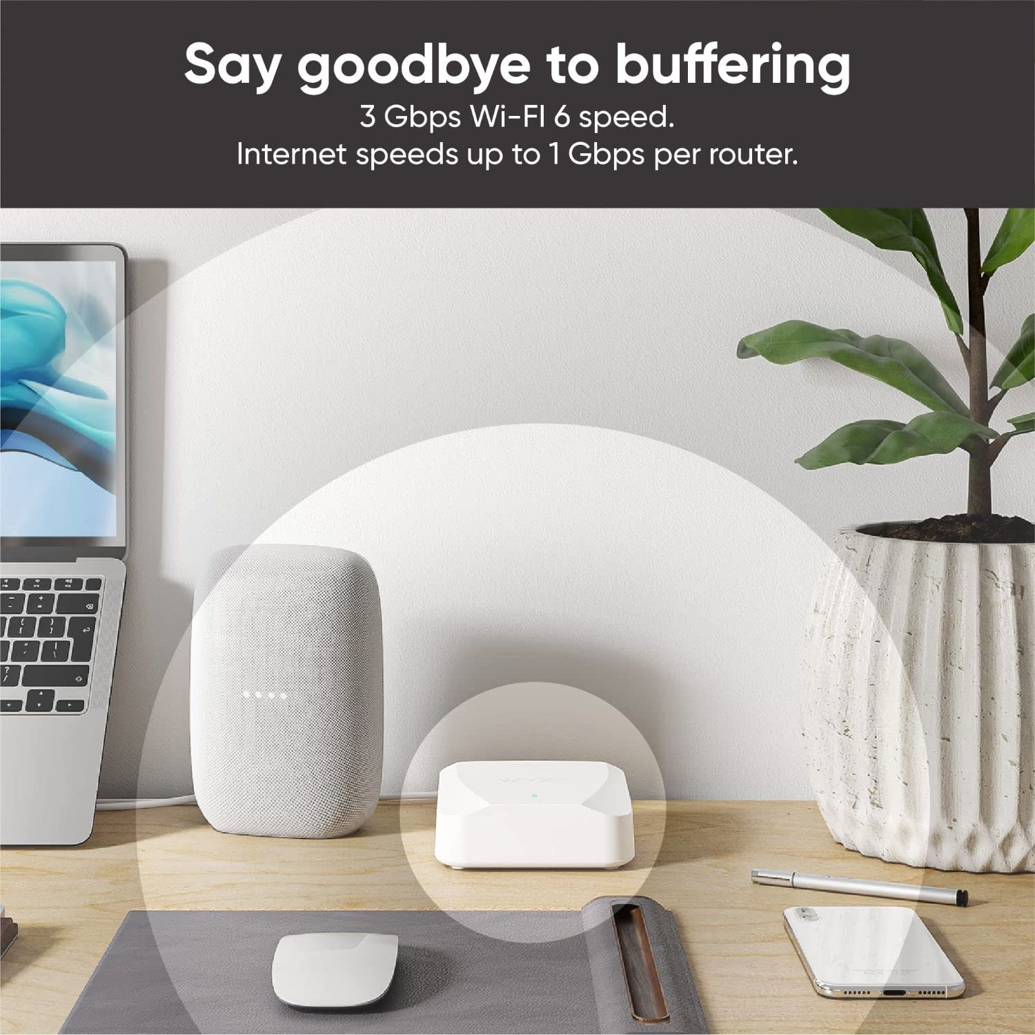 Wyze AX3000 Dual-Band Wi-Fi 6 Mesh Router System, Covers up to 1500 Sq. Ft, 50+ Devices, Replaces Router and Extender, Supports Wired Backhaul, 2X 1 Gbps Ports - 1 Pack