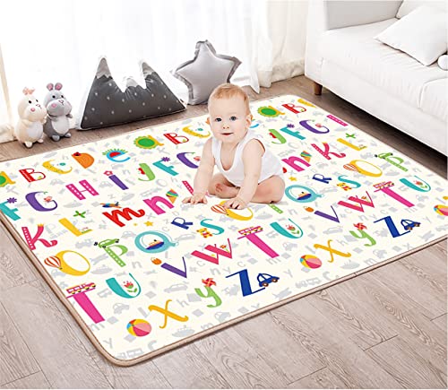 HOMTOL Baby Play Mat 47"x70", Reversible Playmat, Double Sided Kids Activity Mats, Toddler XPE Crawling Mat, Non-Slip Foam Playmats for Floor