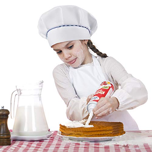 SUNLAND Kids Apron And Hat Set Children Chef Apron For Cooking Baking Painting White(S:3-6 Years)¡