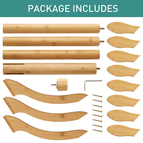 viewcare Coat Rack Free Standing, Adjustable Coat Tree with 8 Hooks, Bamboo Coat Stand for Entryway, Hallway, Corner, Bedroom & Office, Sturdy Coat Rack for Coats, Hats, Scarves, and Handbags