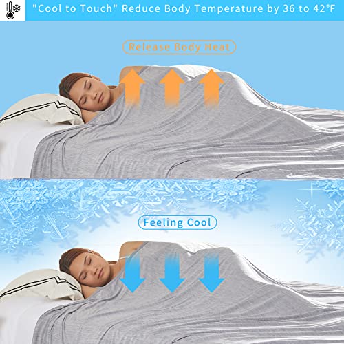 MH MYLUNE HOME Cooling Blanket for Hot Sleepers, Lightweight Thin Summer Blanket for Hot Flashes Night Sweates Sleeping,Arc-chill Cold Throw Blanket for Bed/Sofa,Queen Size, Grey