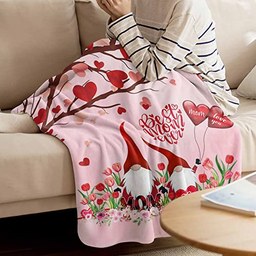 Fantasy Staring Mother's Day Throw Blanket - Best Mom Ever Gift Blanket Elf Gnomes Flowers Floral Flannel Blanket Microfiber Holiday Blanket Soft, Cozy, Comfy Throw for Sofa Couch Bed, 40 x 50 inch