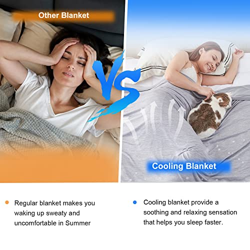 MH MYLUNE HOME Cooling Blanket for Hot Sleepers, Lightweight Thin Summer Blanket for Hot Flashes Night Sweates Sleeping,Arc-chill Cold Throw Blanket for Bed/Sofa,Queen Size, Grey