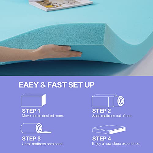 3 Inch Twin Memory Foam Mattress Topper Cooling Gel Infusion Ventilated Design Removable Bamboo Breathable and Washable Cover with Strap