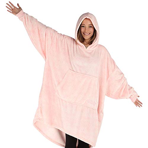 THE COMFY Dream | Oversized Light Microfiber Wearable Blanket, Seen on Shark Tank, One Size Fits All, (Heather Pink)