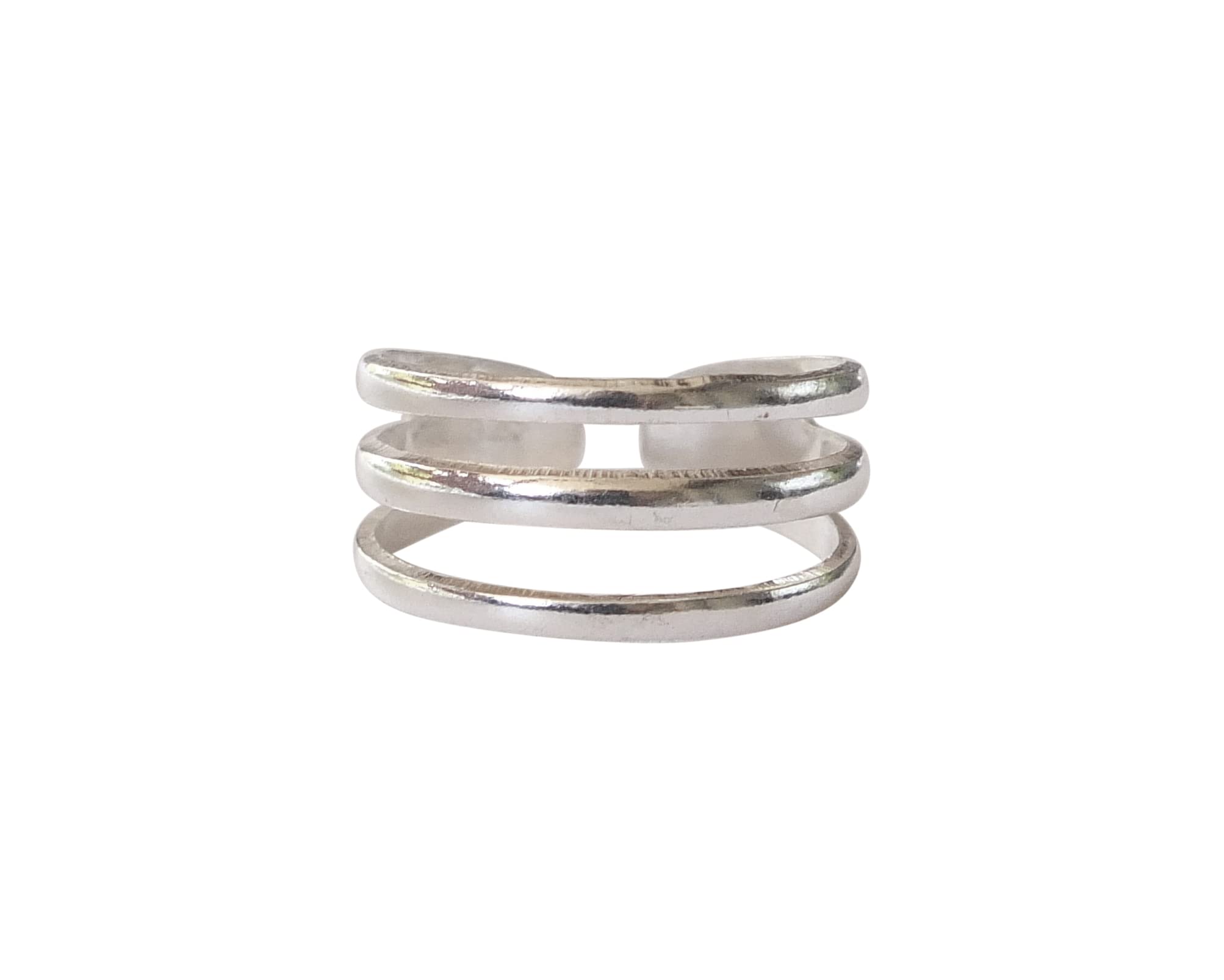 Handmade Silver Triple Band Adjustable Toe Ring, 925 Sterling Silver, Classic 3 Row Dainty Open Toe, Pinky or Knuckle Rings for Women, By MiYa Jewelry Creations