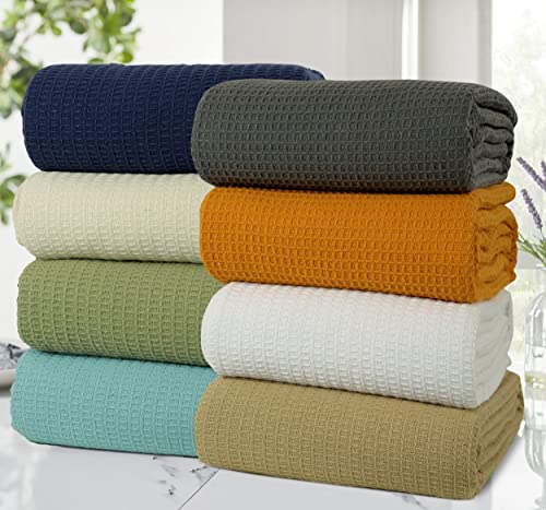 Waffle Weave Blanket King - 100% Cotton Breathable Lightweight All Season Layering Thermal for Bed Sofa Couch 90 x 108 Inches-Sage Green by BBH