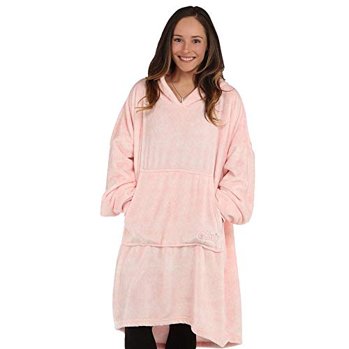THE COMFY Dream | Oversized Light Microfiber Wearable Blanket, Seen on Shark Tank, One Size Fits All, (Heather Pink)