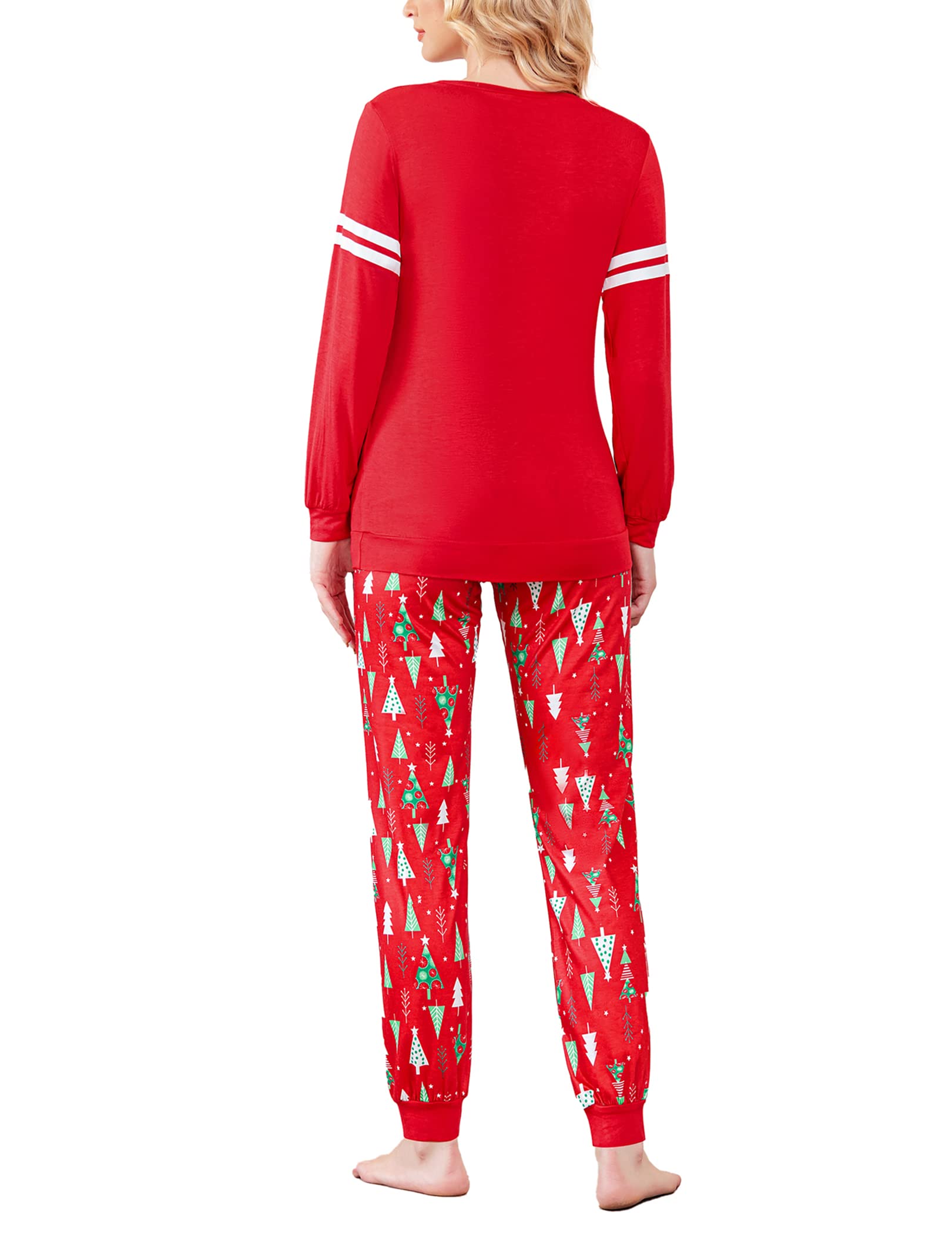 Ekouaer Women's Nursing Pjs Long Sleeve Maternity Pajamas Set X-Mas Pregnancy Breastfeeding Sleepwear Loungewear Christmas Red S