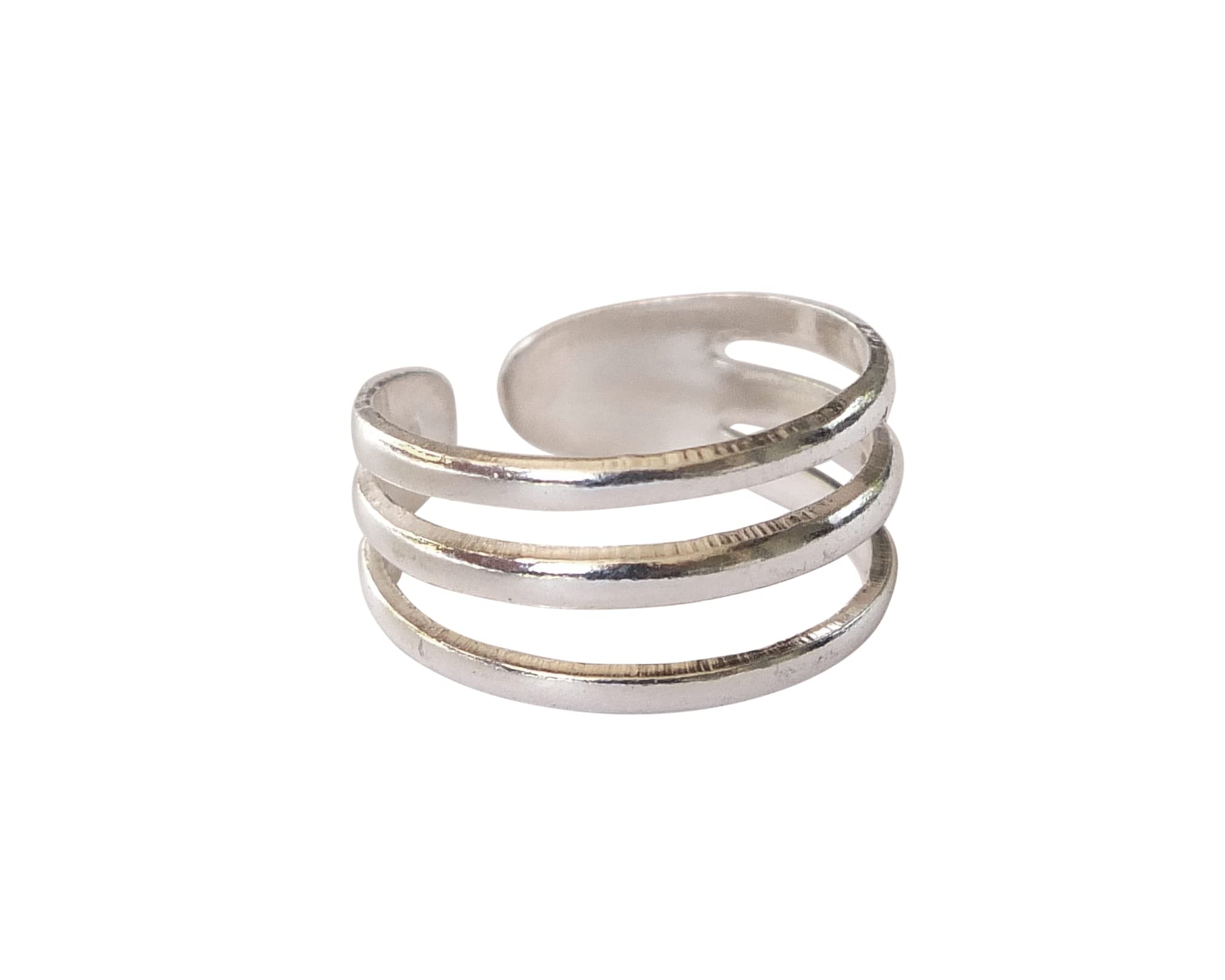 Handmade Silver Triple Band Adjustable Toe Ring, 925 Sterling Silver, Classic 3 Row Dainty Open Toe, Pinky or Knuckle Rings for Women, By MiYa Jewelry Creations