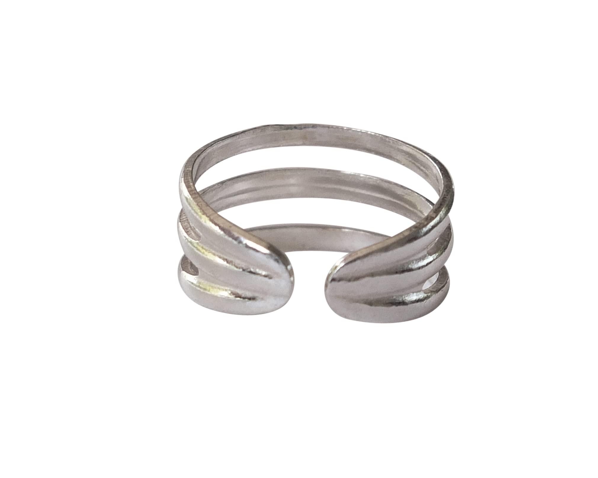 Handmade Silver Triple Band Adjustable Toe Ring, 925 Sterling Silver, Classic 3 Row Dainty Open Toe, Pinky or Knuckle Rings for Women, By MiYa Jewelry Creations