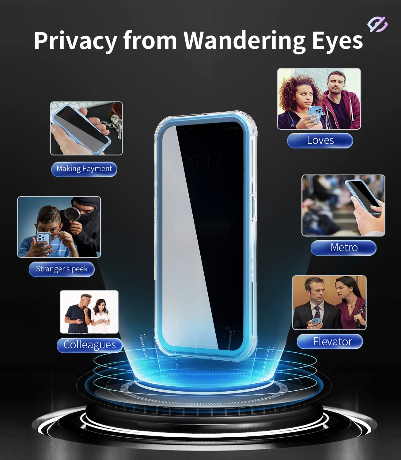 Neeliup Privacy Case for iPhone 13 Pro Max[100% Screen Sensitivity][with Anti Peep Screen Protector][Full Body Protection] Magnetic Case for iPhone 13 Pro Max Sierra Blue
