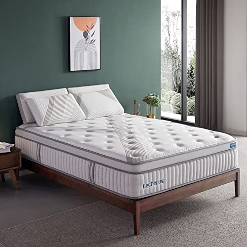 14 Inch Queen Mattress, Lechepus MDI Memory Foam Hybrid Mattresses with Individual Pocket Spring, Medium Plush Comfy Mattress in a Box for Cool Sleep & Pressure Relief