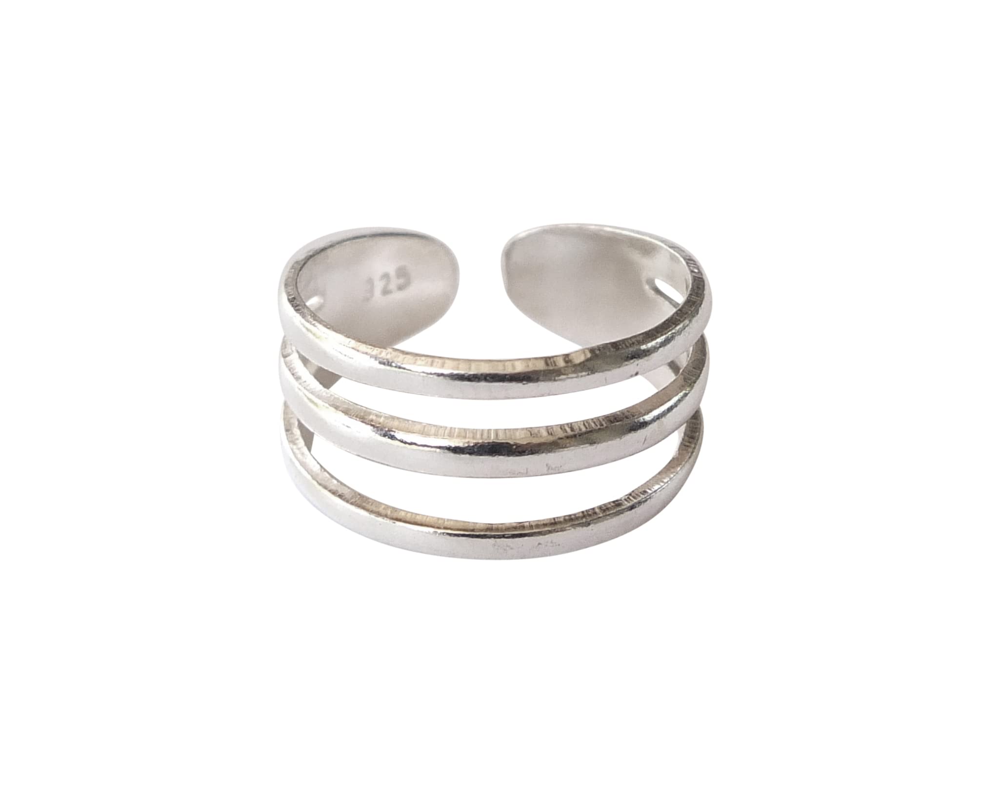 Handmade Silver Triple Band Adjustable Toe Ring, 925 Sterling Silver, Classic 3 Row Dainty Open Toe, Pinky or Knuckle Rings for Women, By MiYa Jewelry Creations