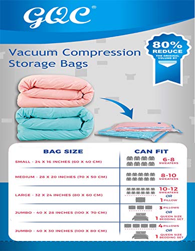 GQC Vacuum Storage Bags, Works with Any Vacuum Cleaner,to Store Clothes and beddings,Could Save Your Space,dust-Free,Keep Away from Moisture (Small 6(60X40) CM)