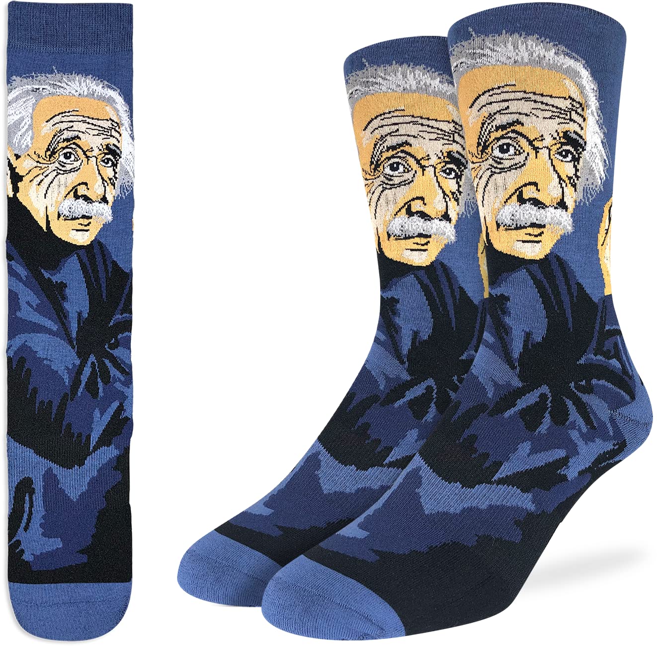Good Luck Sock Men's Albert Einstein, Thinking Socks, Adult, Shoe Size 8-13