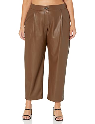 The Drop Women's Theor Vegan Leather Trouser, Coffee Bean, M