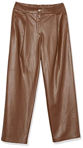 The Drop Women's Theor Vegan Leather Trouser, Coffee Bean, M