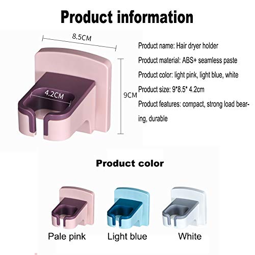 AKOAK 3 Pcs Hair Dryer Holder Stainless Steel Wall Mounted Hair Care Tool Holder Waterproof and Perforation-Free Bathroom Storage Rack