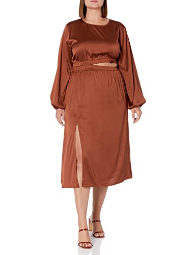 The Drop Women's Jacob Long Sleeve Cut Out Midi Dress, Tortoise Shell, XXL, Plus Size