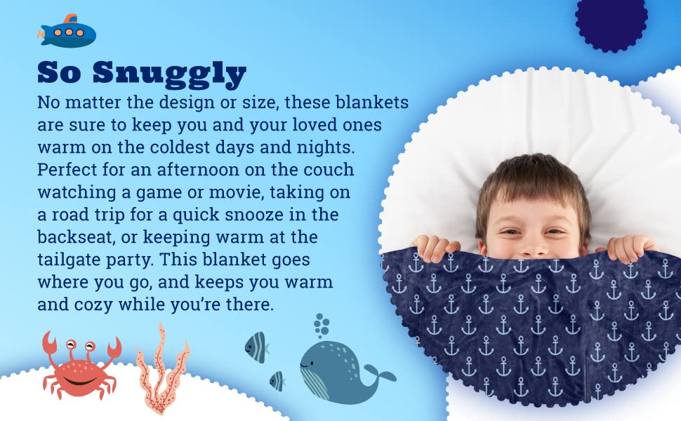 Personalized Fleece Blanket - Custom Throw Blankets for Adults Men Women Kids - Nautical Theme Navy Blue Anchor (Adult 60"x80")
