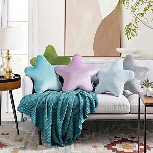 Ashler Cute Star Shaped Throw Pillows, Pink 3D Decorative 18x18 in Velvet Plush Pillow, Soft Preppy Pillows for Living Room and Bedroom