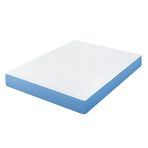 PrimaSleep 7 Inch Gel Infused Superior high-Density Memory Foam Mattress, CertiPUR-US® Certified, Blue, Queen