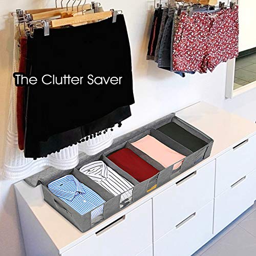 Under Bed Storage Clothes Organizer with Clear Window, 3 pack Foldable Underbed Containers with Reinforced Handle for Clothing, Blankets, Shoes, Toys(Grey)