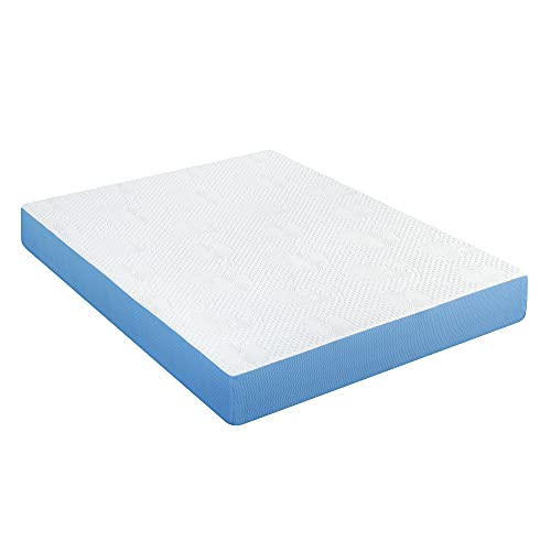 PrimaSleep 7 Inch Gel Infused Superior high-Density Memory Foam Mattress, CertiPUR-US® Certified, Blue, Queen