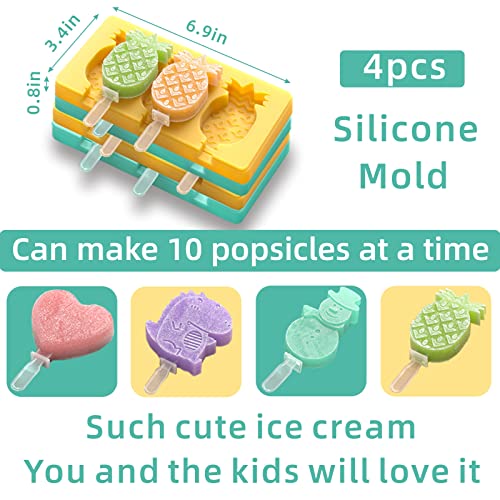 Popsicles Molds, Silicone Popsicle Molds, Ice Pop Mold, Homemade Frozen Baby Popsicles Molds For Kids, Popsicle Molds Silicone Bpa Free, popsicle maker, Pieces Reusable Easy Unmold 10 Pieces Cartoon