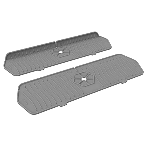KLAZZ Silicone Splash Guard Mat for Kitchen Sink Faucet, Sink Quick Draining Pad Behind Faucet, Drying Mat for Kitchen & Bathroom Countertop Protect, Handle Drip Catcher Tray, Drainage, Kitchens