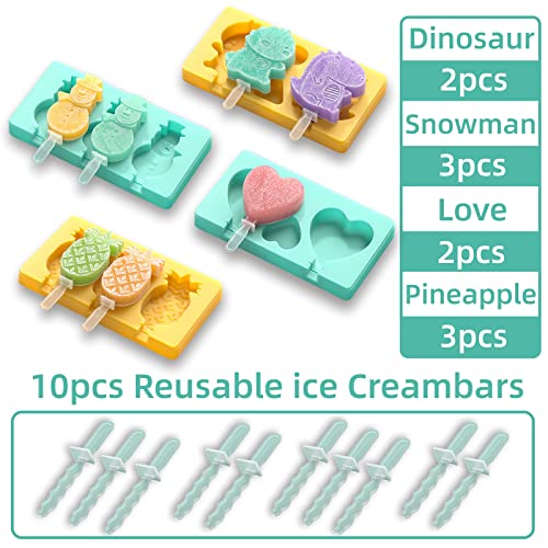 Popsicles Molds, Silicone Popsicle Molds, Ice Pop Mold, Homemade Frozen Baby Popsicles Molds For Kids, Popsicle Molds Silicone Bpa Free, popsicle maker, Pieces Reusable Easy Unmold 10 Pieces Cartoon