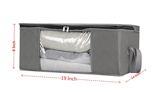 MANZOO Storage Bag Organizer Clothes Containers with Reinforced Handle for Comforters, Blankets, Bedding, Foldable Sturdy Zipper, Clear Window, 3 PC Pack,Grey, 3PC (MZ-3P-30)