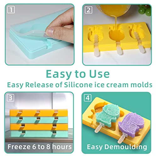 Popsicles Molds, Silicone Popsicle Molds, Ice Pop Mold, Homemade Frozen Baby Popsicles Molds For Kids, Popsicle Molds Silicone Bpa Free, popsicle maker, Pieces Reusable Easy Unmold 10 Pieces Cartoon
