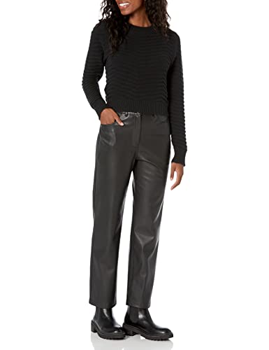 The Drop Women's Jack Vegan Leather Straight Leg, Black, 26