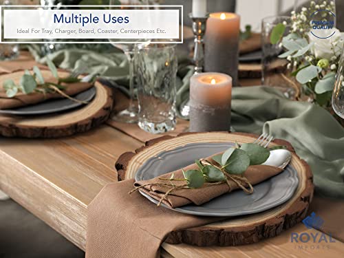 Royal Imports Round Wood Slices Discs, 9"-11" Large, Natural Unfinished Wooden Tree Bark Slabs for DIY Arts & Crafts, Rustic Table Centerpiece, Chargers, Trays, Wedding Decoration, 2 pack